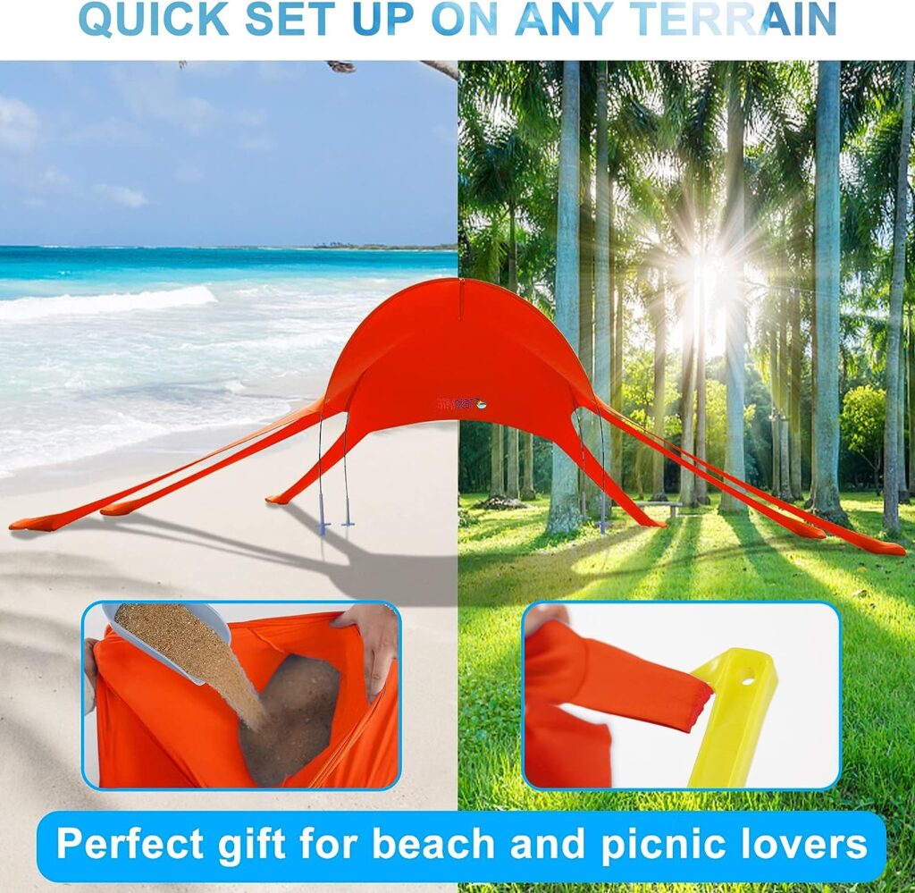 TESALATE Adjustable Thicken 4 Aluminum Poles 6 Anchors Portable Beach ...